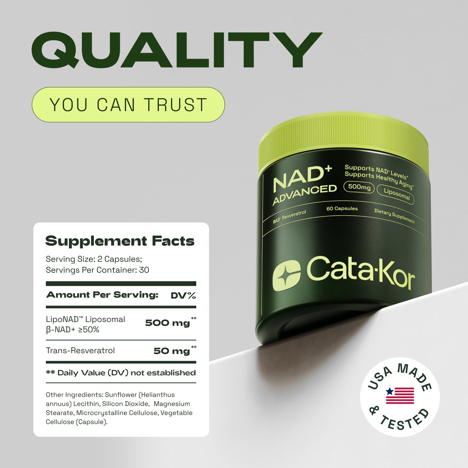 500mg Liposomal NAD+ Supplement - NMN Alternative – Cata-Kor